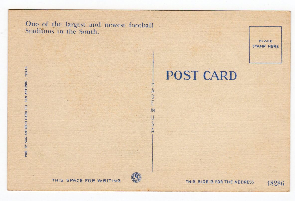 Linen postcard. Alamo Stadium, San Antonio, Texas. | Jackie's Vintage ...
