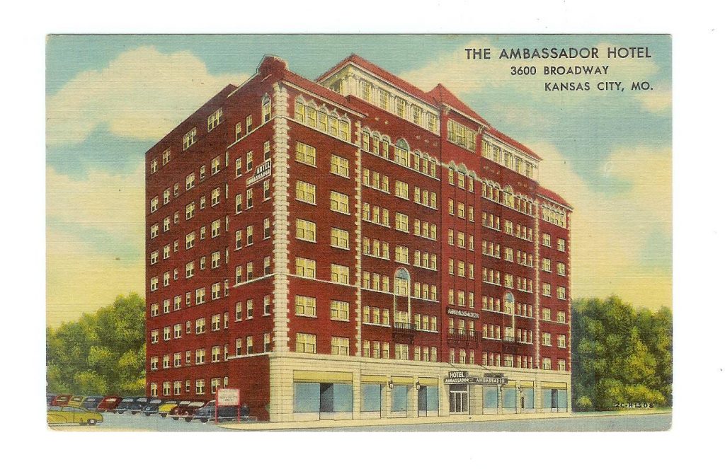 Linen Postcard. Ambassador Hotel, 3600 Broadway, Kansas City, Missouri ...