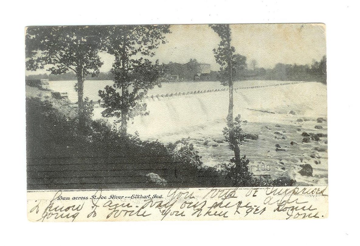 Old postcard. Dam across St Joe River, Elkhart, Indiana. 1907. | Jackie ...