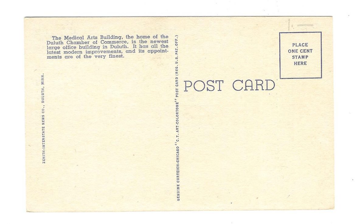 Linen postcard. Superior Street, looking east, Duluth, Minnesota ...