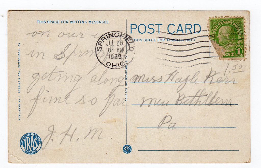 White border postcard. Zimmerman Library, Springfield, Ohio. | Jackie's ...