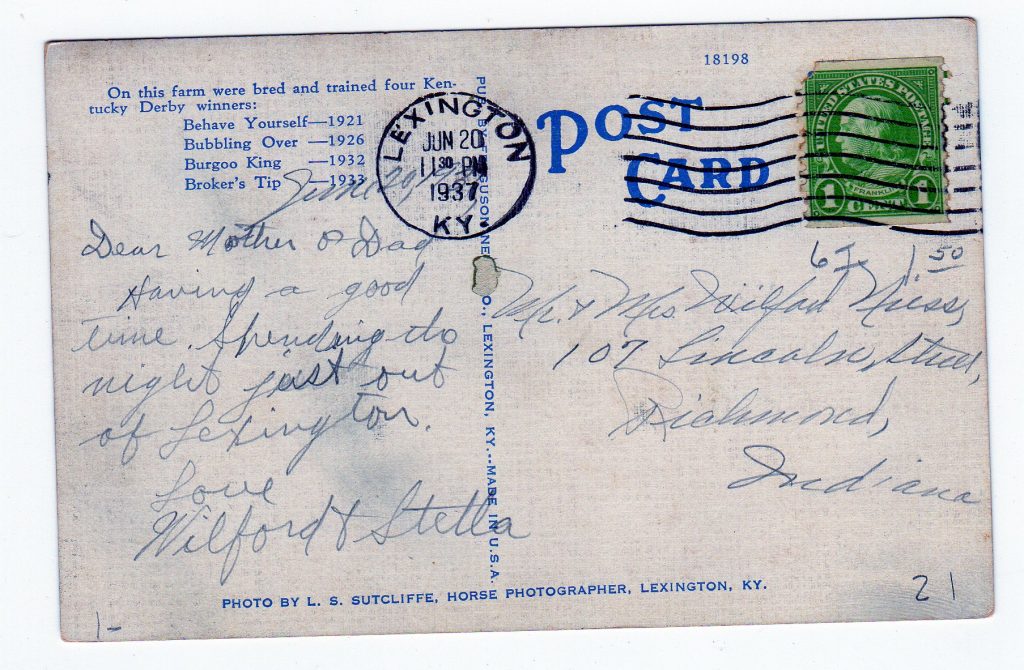 Linen postcard. View of Idle Hour Farm, Lexington, Kentucky. Owned by ...