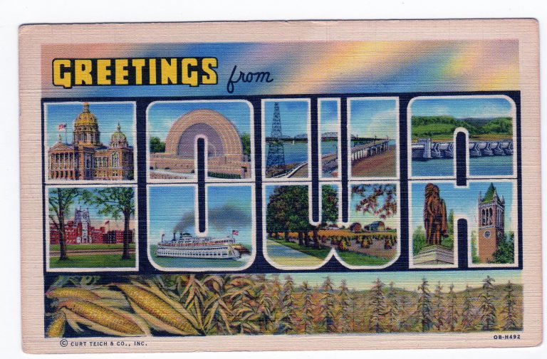 Linen postcard. Greetings from Iowa. Large Letter. 1947. | Jackie's ...