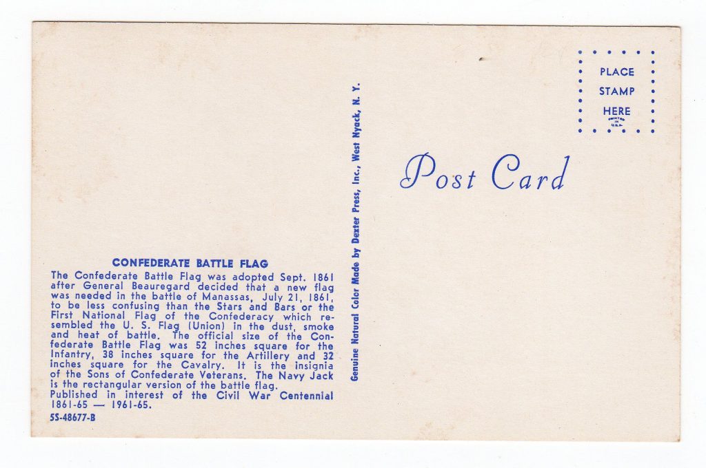 Chrome postcard. Confederate Battle Flag. 1861 -1865. | Jackie's ...