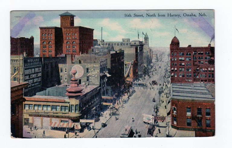 Old postcard. 16th Street, North from Harney, Omaha, Nebraska. Street ...