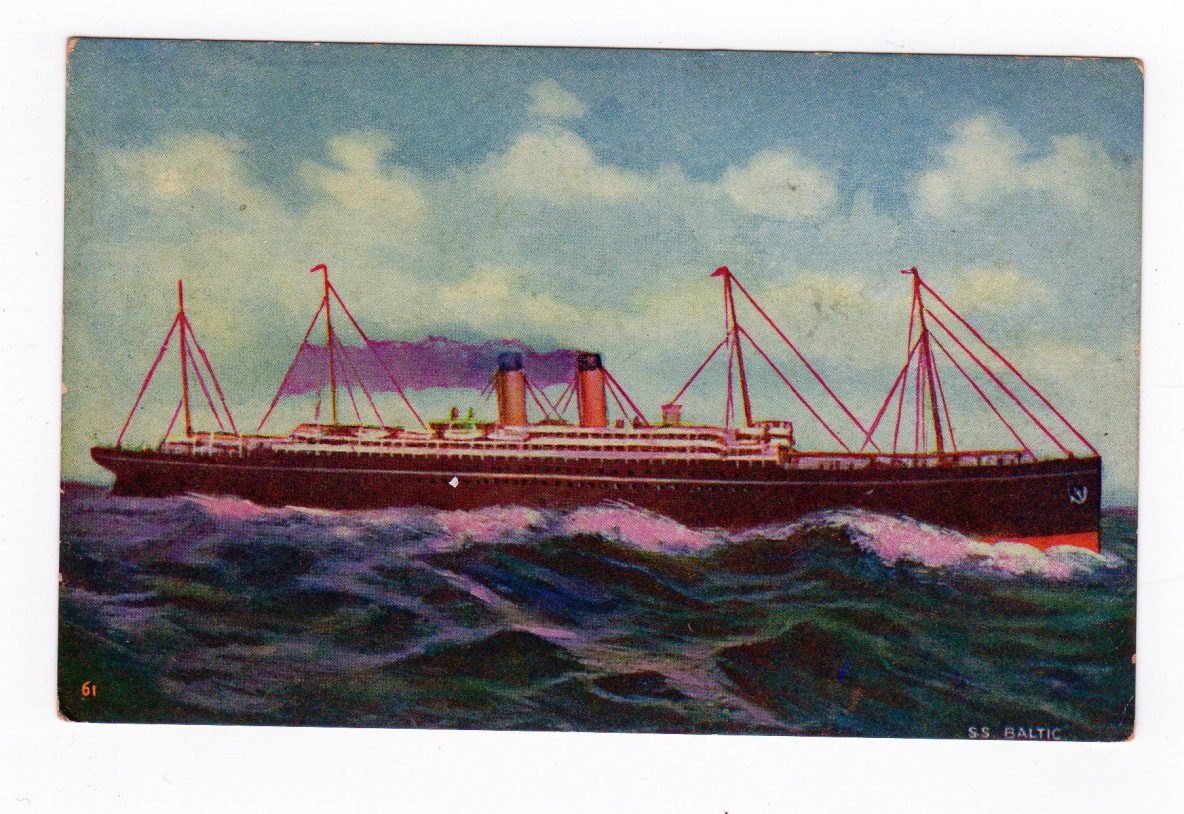 Old postcard. Steamship Baltic. Principal vessel of the White Star ...