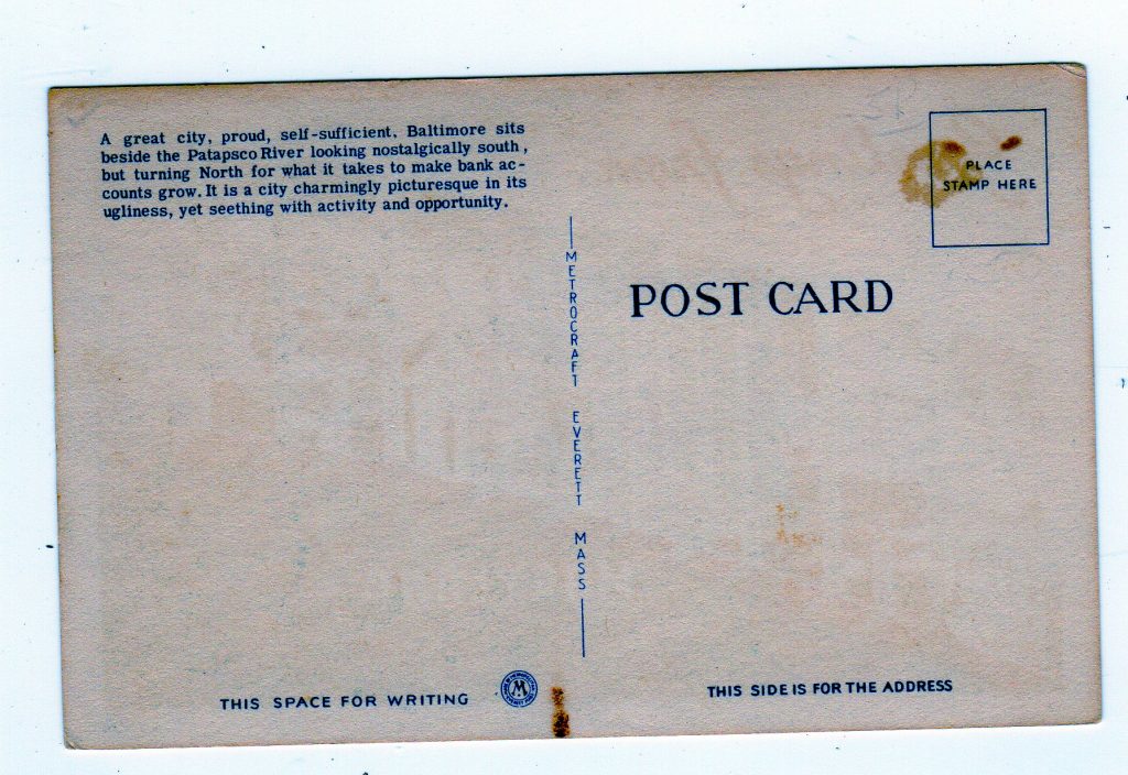 White border postcard. Greetings from Baltimore, Maryland. Large letter ...