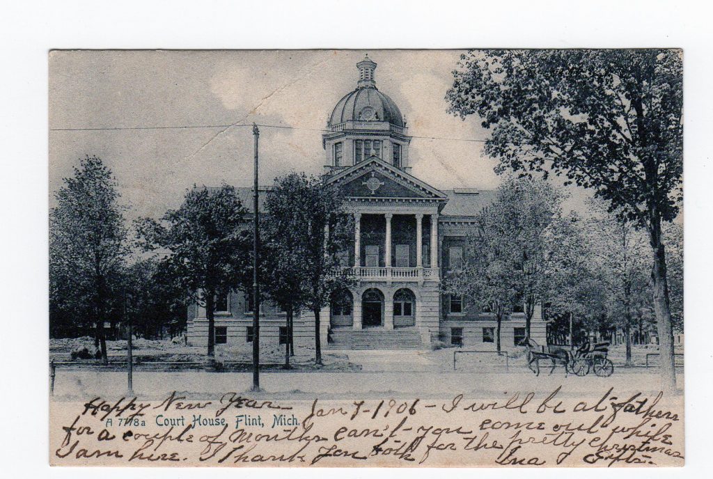 Old postcard. Court House, Flint, Michigan. 1906, back undivided ...