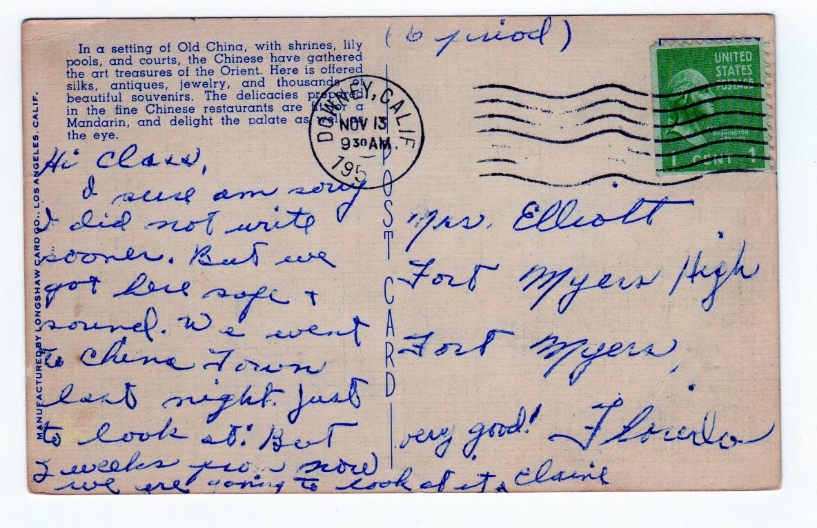 Linen postcard. Gingling Way New China Town. Enchanting Chinese ...