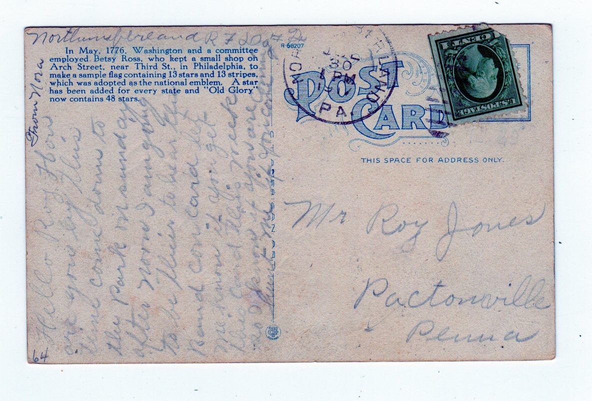 White border postcard. Old Glory. Flag. 1917. 48 Stars. | Jackie's Vintage Postcards