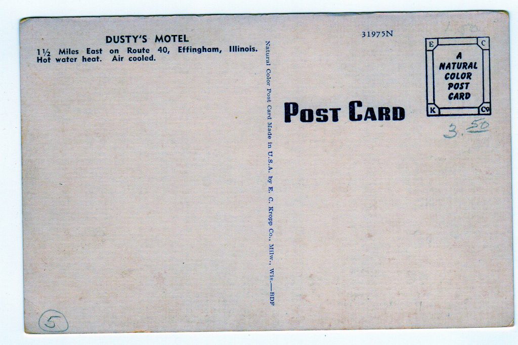 Linen postcard. Dusty’ Motel, Route 40, Effingham, Illinois. | Jackie's ...