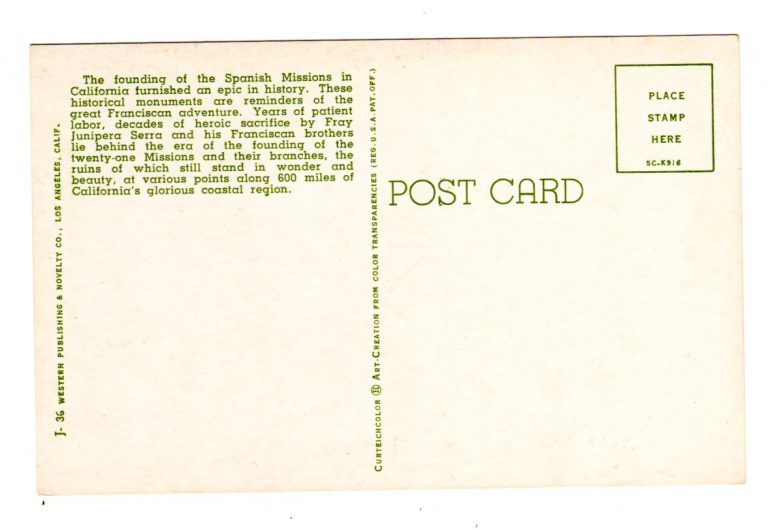 Chrome postcard. California Missions Map. Fray Junipero Serra. | Jackie ...