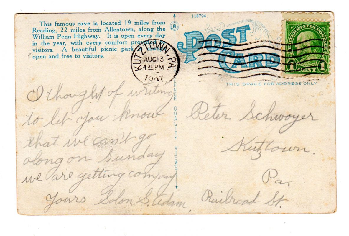 White border postcard. Crystal Cave. View of the Tavern. 19 miles from ...