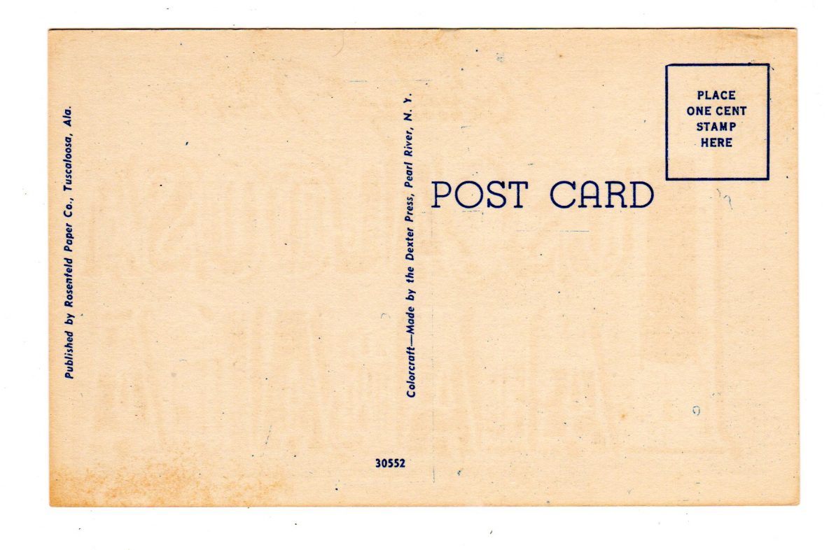Linen postcard. Greetings from Tuscaloosa, Alabama. Large Letter ...