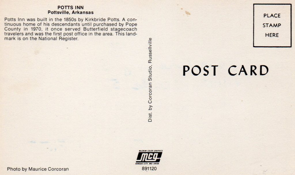 Chrome postcard. Potts Inn, Pottsville, Arkansas. | Jackie's Vintage ...