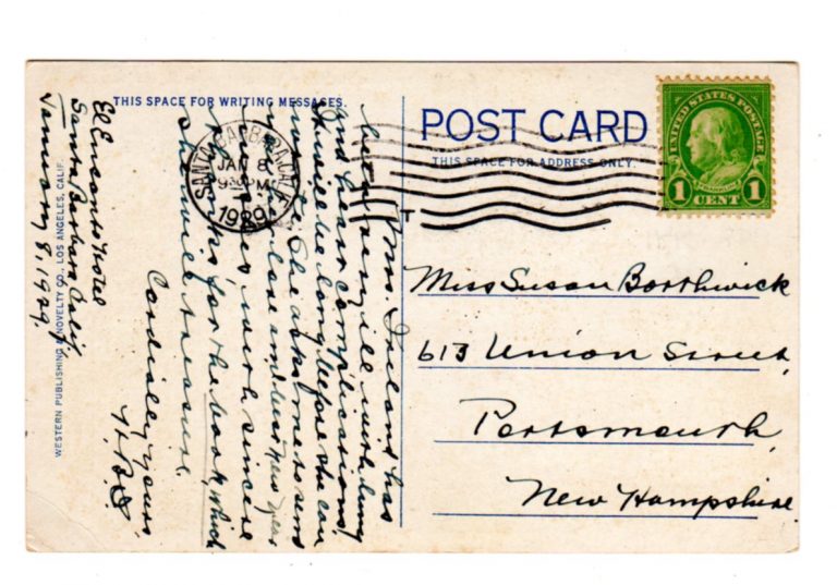 White border postcard. Bird’s eye view from the Riviera, Santa Barbara ...