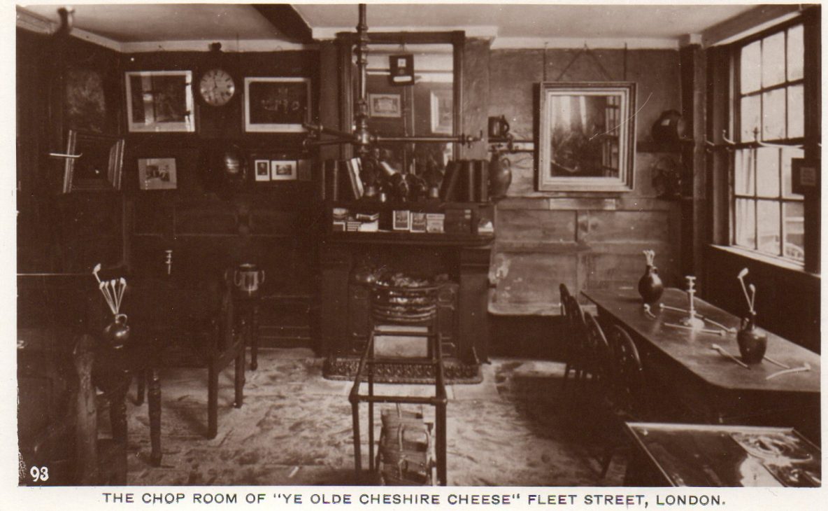 Real photo postcard. The Chop Room of “Ye Olde Cheshire Cheese”, Fleet ...