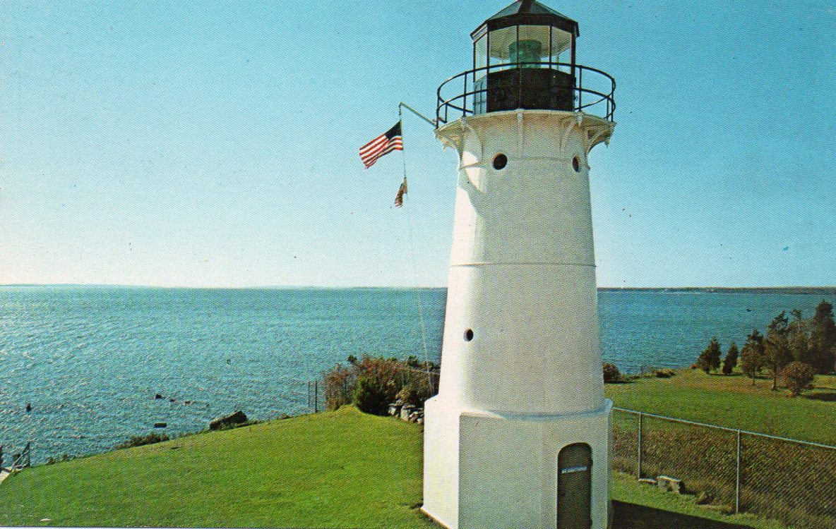 Chrome postcard. Warwick Light Station, Warwick Neck, Rhode Island ...