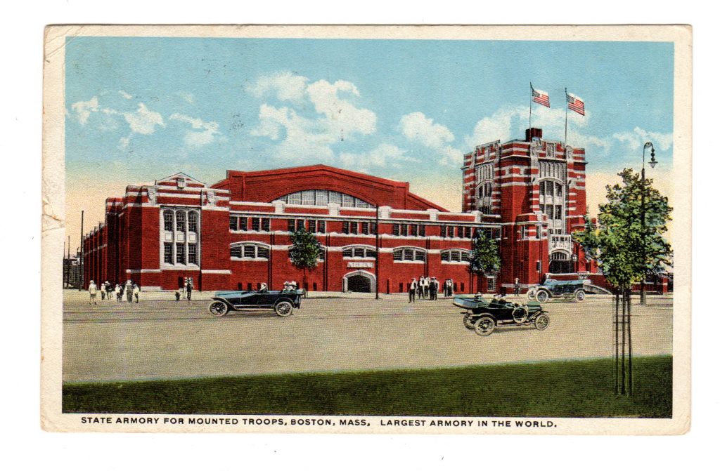 White border postcard. State Armory for Mounted Troops, Boston ...