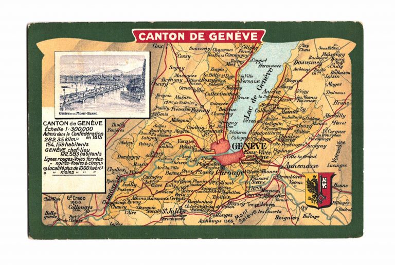 Old postcard. Canton de Geneve, Switzerland. Map. | Jackie's Vintage ...