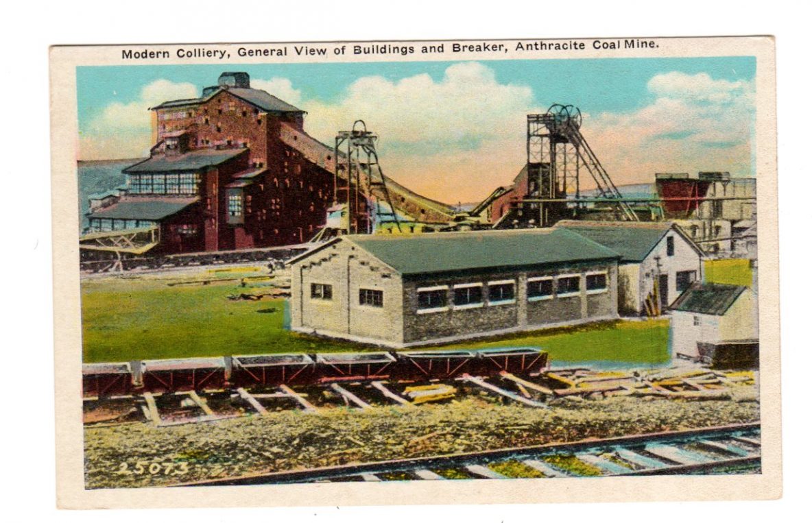 White border postcard. Modern Colliery, General view of buildings and ...