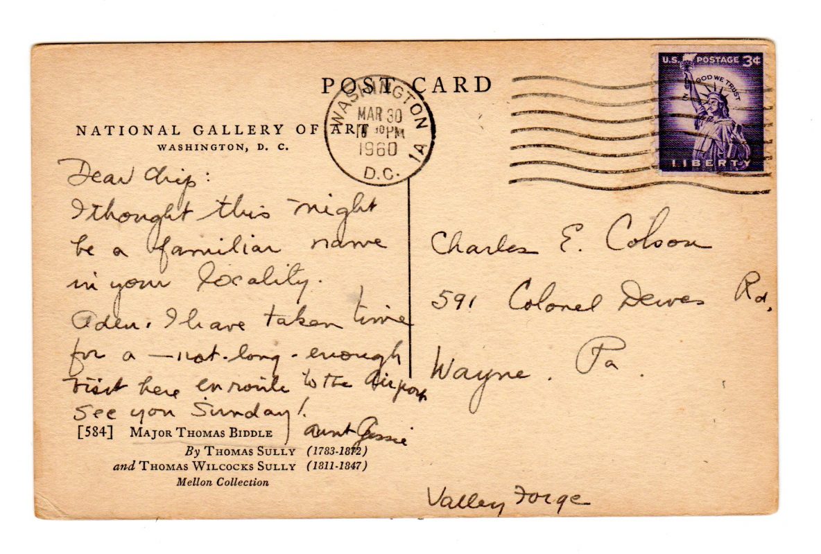 Old postcard. Major Thomas Biddle, Portrait by Thomas Sully, Mellon ...