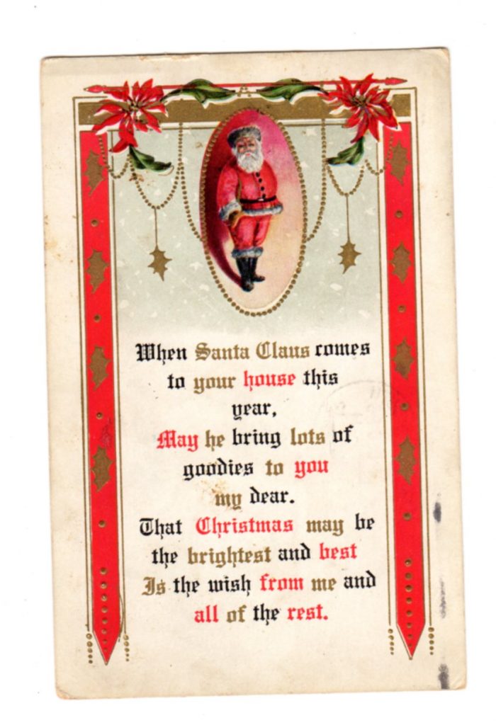 Old postcard. Christmas. Santa, poem, embossed. 1912. | Jackie's ...