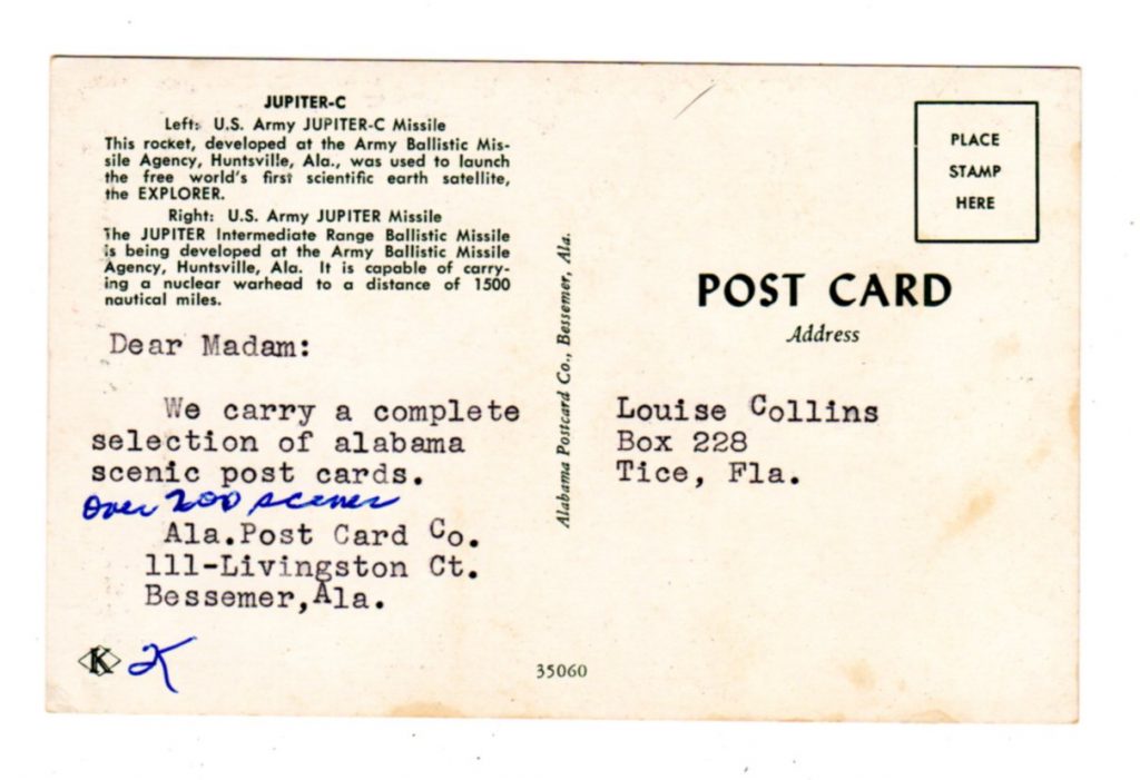 Chrome postcard. Greetings from Outer Space, Huntsville, Alabama. US ...