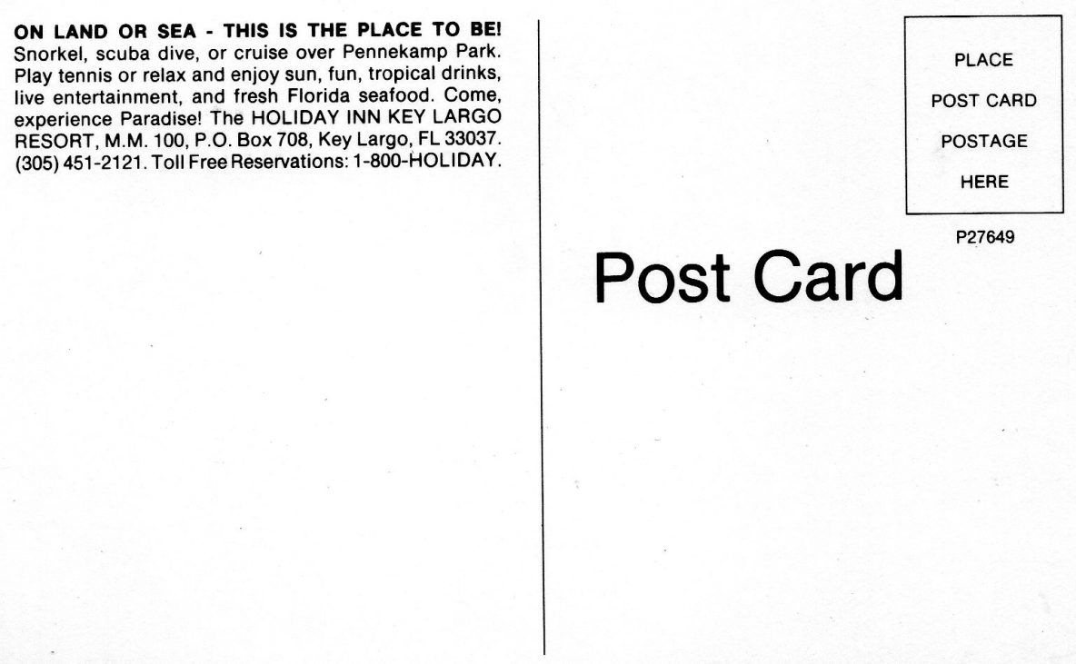 Chrome postcard. Holiday Inn, Key Largo Resort, Florida. | Jackie's ...