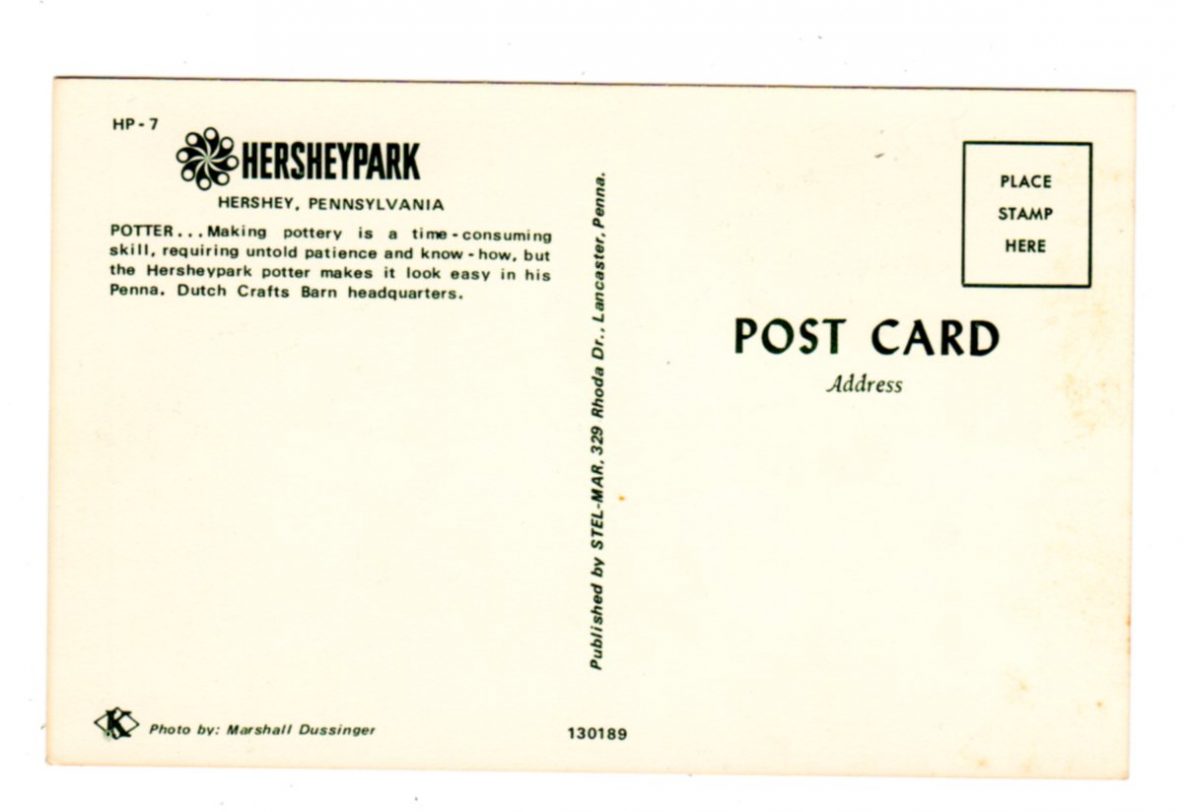 Chrome Postcard. Potter, Hersheypark, Hershey,Pennsylvania. Pottery ...