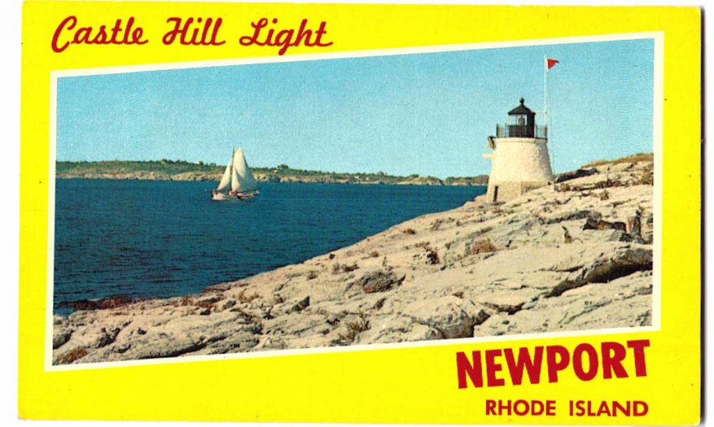 Chrome postcard. Castle Hill Light, Newport, Rhode Island. Lighthouse ...
