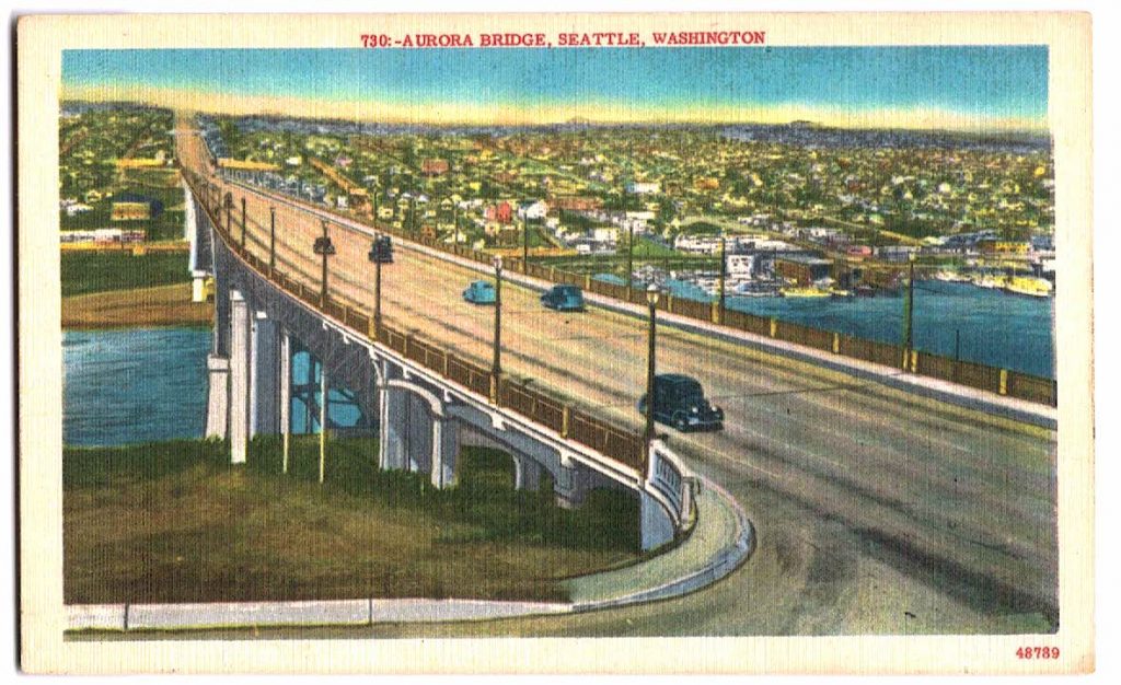 Linen Postcard. Aurora Bridge, Seattle, Washington. 1950. | Jackie's ...