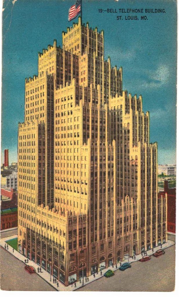 Linen postcard. Bell Telephone Building, St Louis, Missouri. 1954 ...