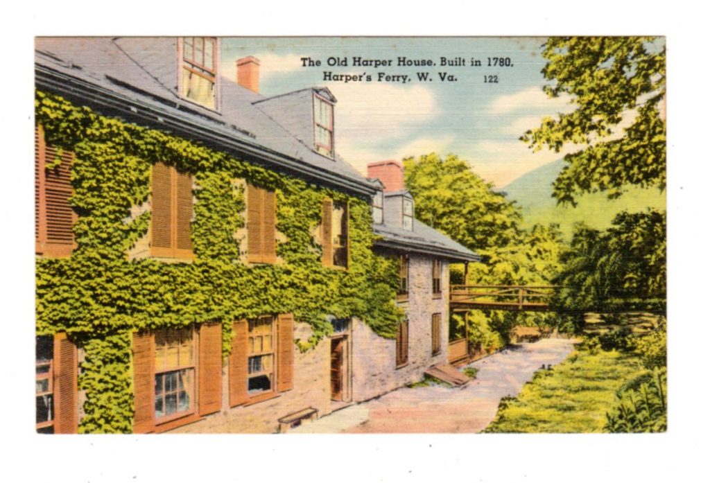 Linen postcard. The Old Harper House, Built in 1780, Harper’s Ferry ...
