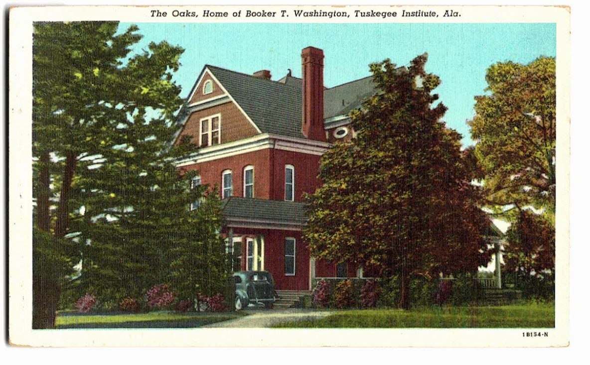 Linen postcard. The Oaks, Home of Booker T Washington, Tuskegee ...