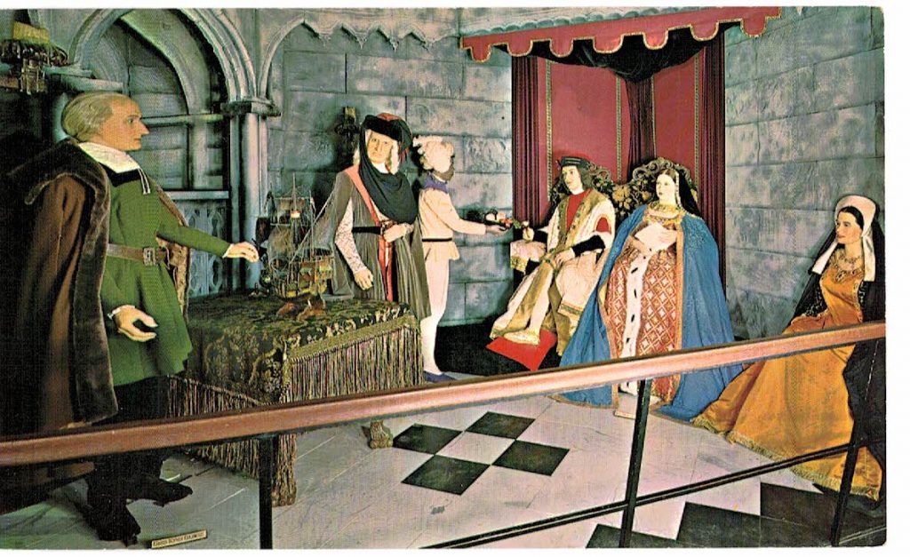 Chrome postcard. Christopher Columbus meets King Ferdinand and Queen ...