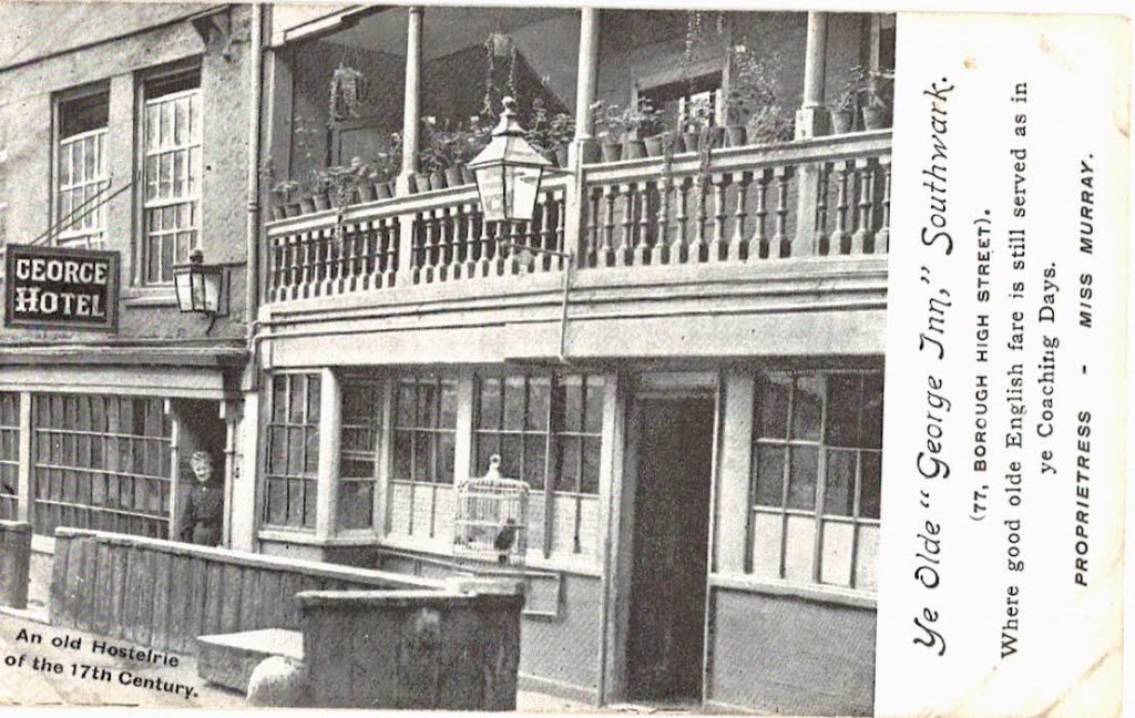 Postcard. Ye Olde George Inn, Southwark, 77 Borough Street. London ...