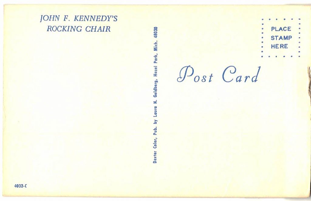 Chrome postcard. John F Kennedy Rocking Chair. JFK. | Jackie's Vintage ...