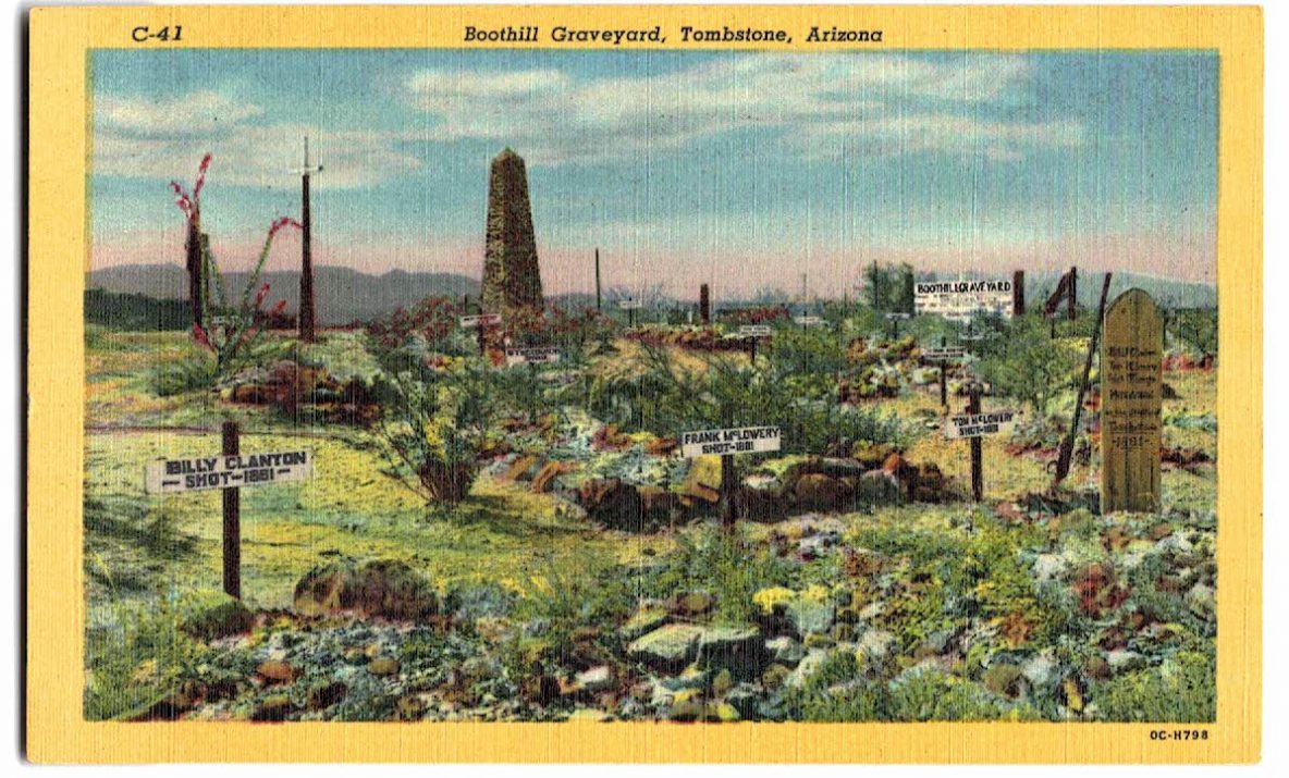 Linen postcard. Boothill Graveyard, Tombstone, Arizona. | Jackie's ...