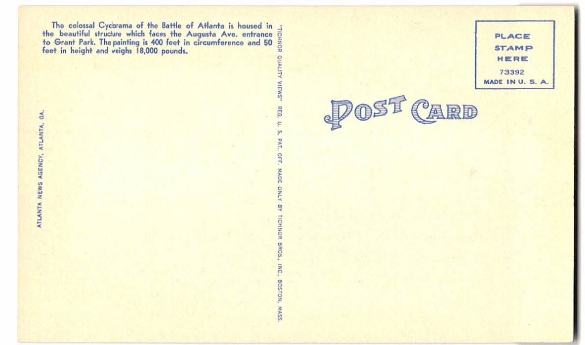 Linen postcard. The Battle of Atlanta. Exterior of Cyclorama. Georgia ...