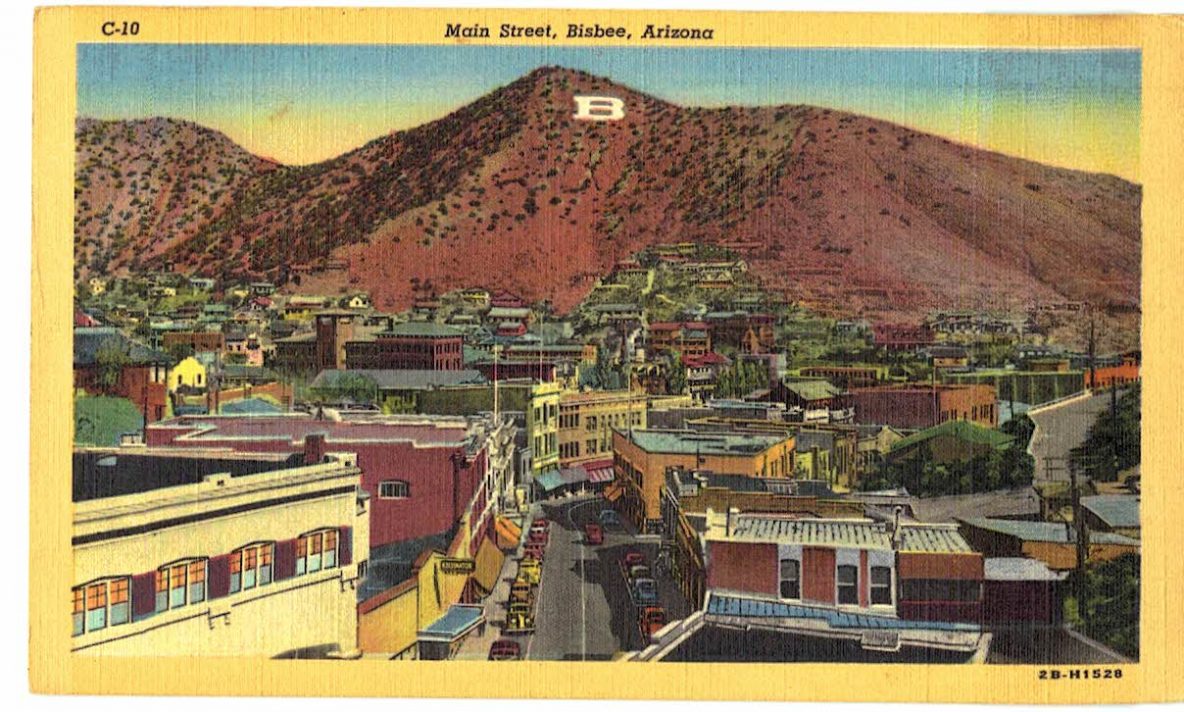 Linen postcard. Main Street, Bisbee, Arizona. Aerial View. | Jackie's ...