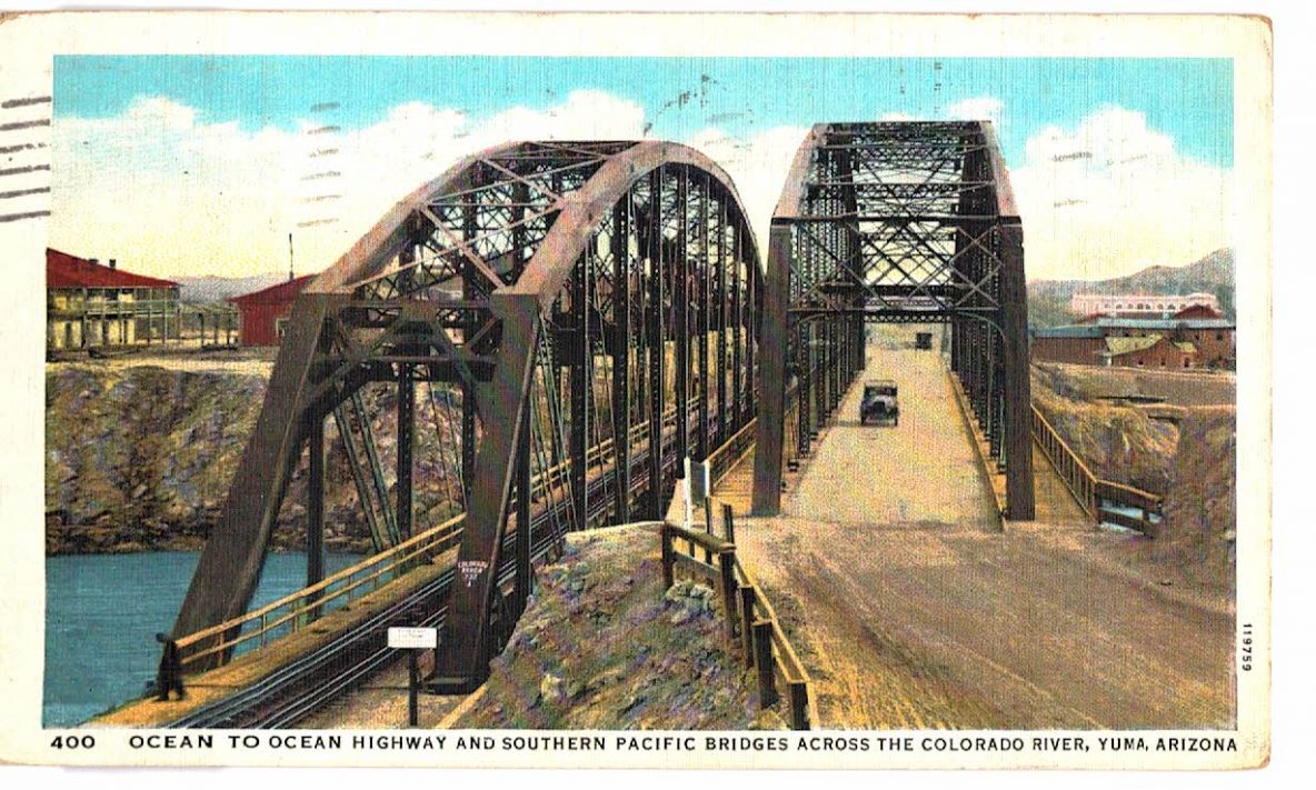 White border postcard. Ocean to Ocean Highway and Pacific Bridges ...