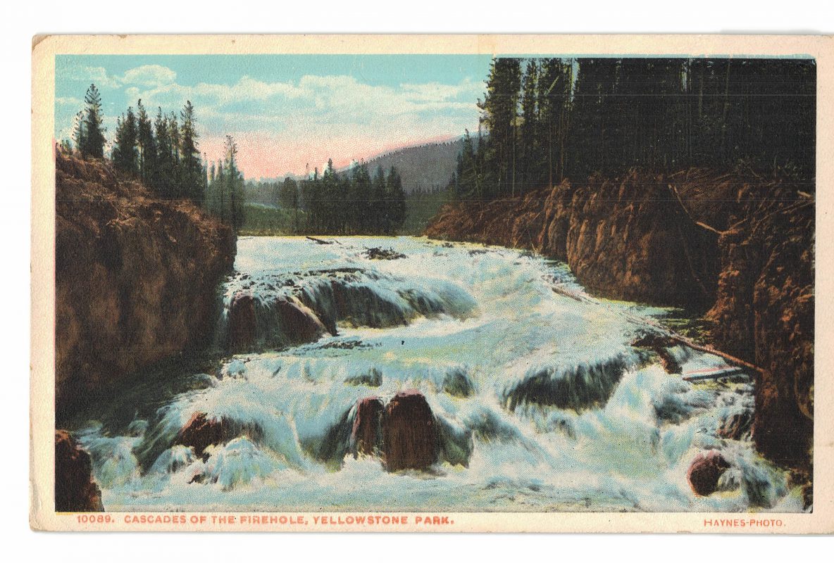 White border postcard. Cascades of the Firehole River, Yellowstone ...
