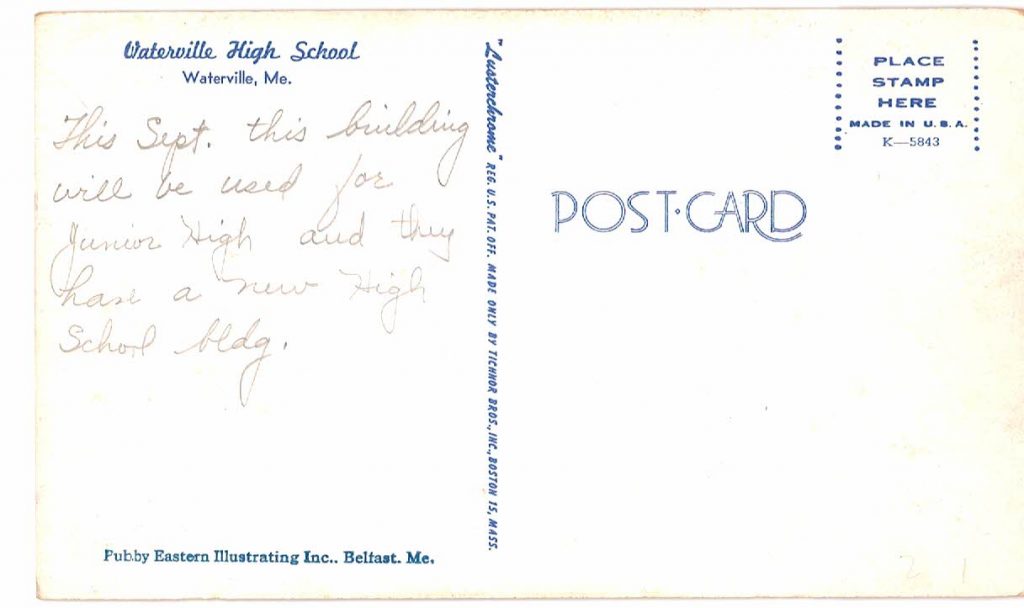 Chrome postcard. Waterville High School, Waterville, Maine. | Jackie's ...