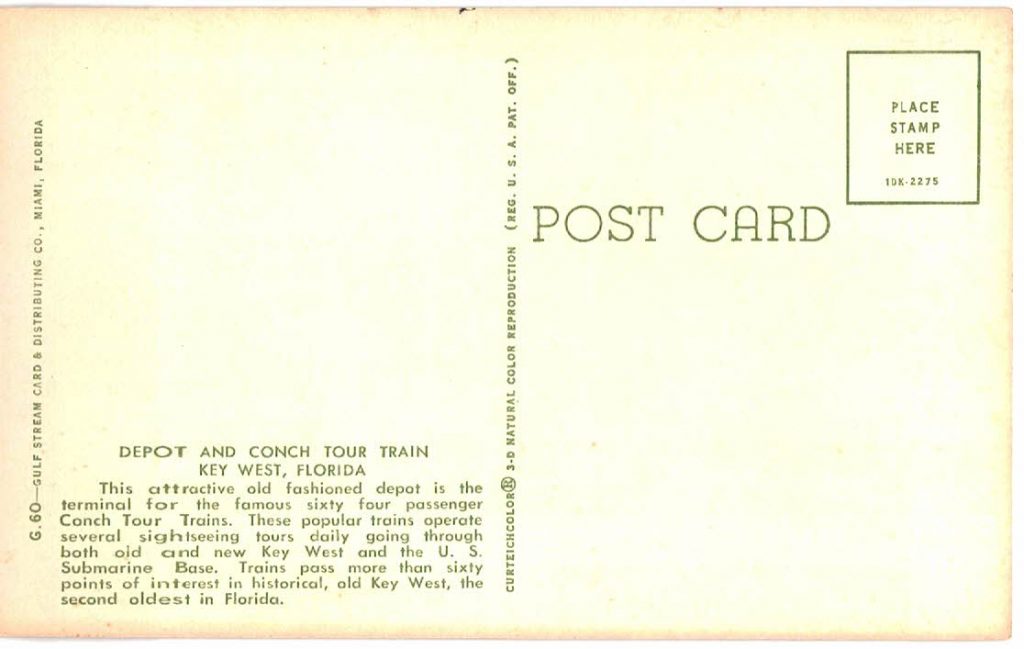 Chrome postcard. Conch Train Station Depot, Key West, Florida. | Jackie ...