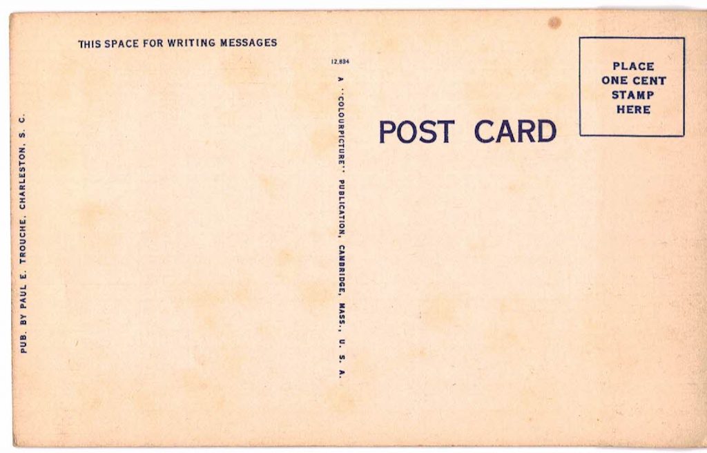 Linen postcard. Launching a destroyer, U S Navy Yard, Charleston, South ...