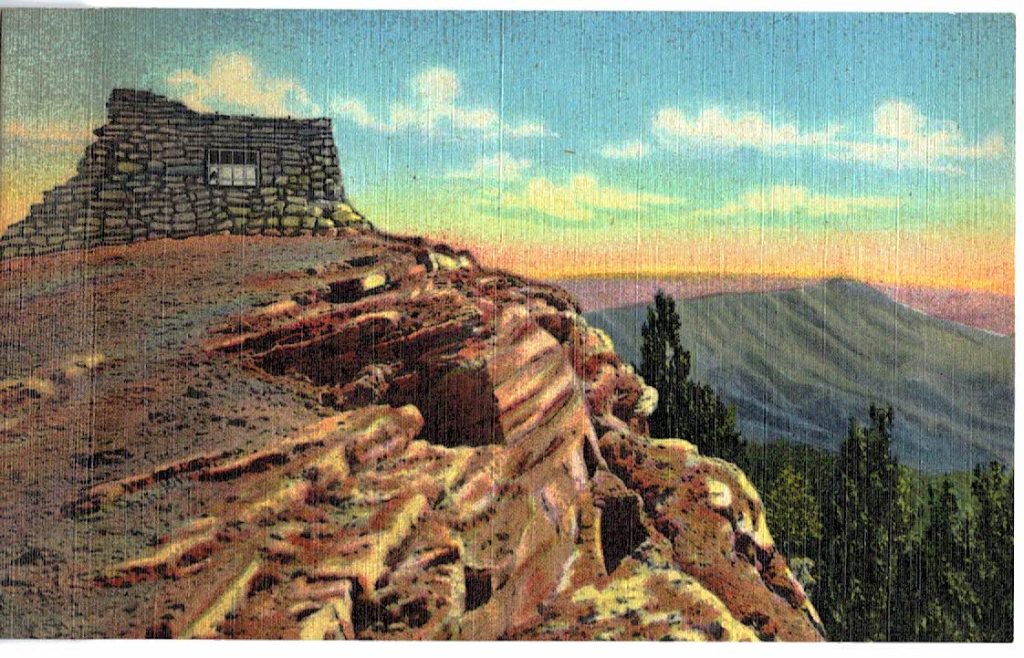 Linen postcard. View from Kiwanis Point, Sandia Mountains, east of ...