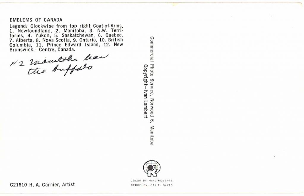 Chrome postcard. Emblems of Canada, Coat-of-Arms. 1867 – 1967. H A ...