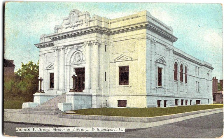 Old postcard. James V Brown Memorial Library, Williamsport ...