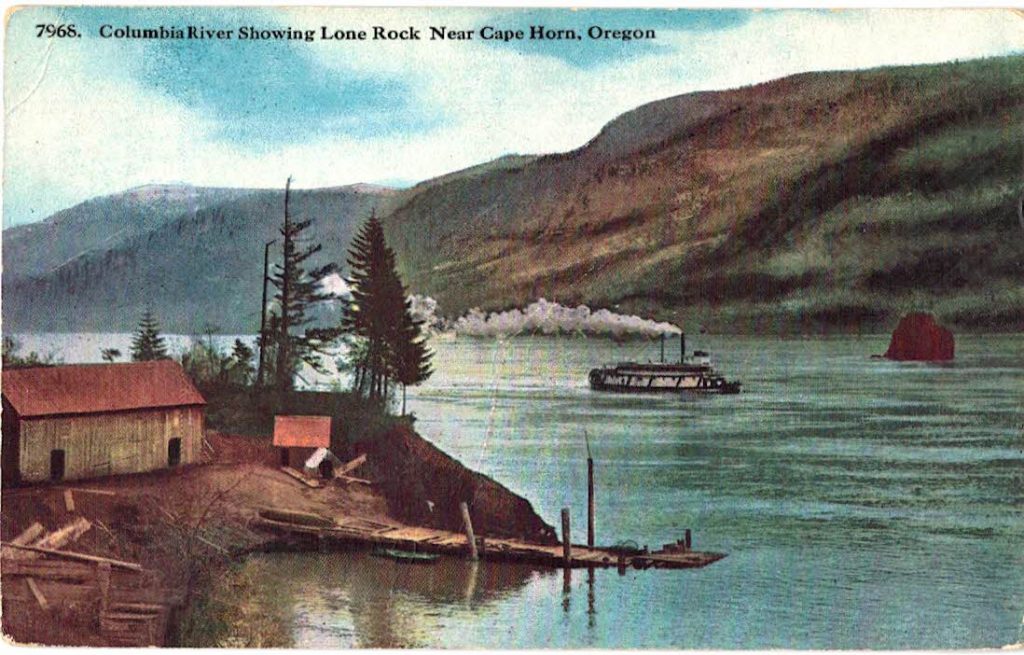 Old postcard. Columbia River showing Lone Rock near Cape Horn, Oregon ...